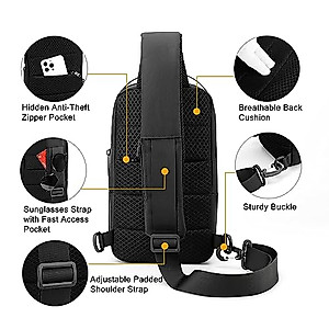 FASNAHOK Sling Bag Crossbody Backpack for Men Women Multipurpose Shoulder Chest Casual Daypack for Travel Hiking Cycling