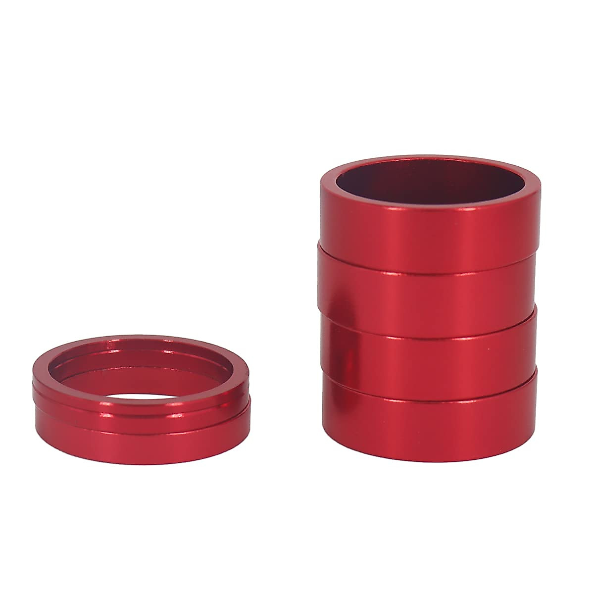 PLATT Bike Headset Spacer Aluminium Alloy Bicycle Stem Headset Spacers Fit 1 1/8-Inch Stem for MTB BMX Road Bikes 2/3/5/10mm(Red 7PCS)