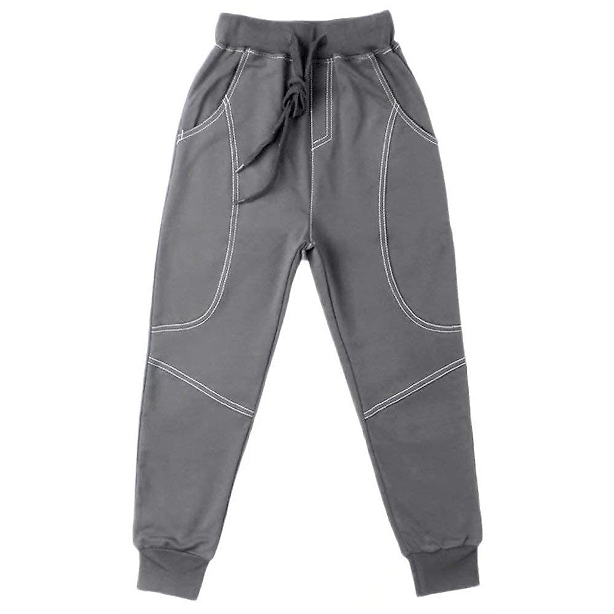 BINPAW Kids Cotton Pull On Active Sports Basic Jogger Sweat Pants for Little Boys & Big Boys, Grey, Age 8T-9T (8-9 Years) = Tag 140