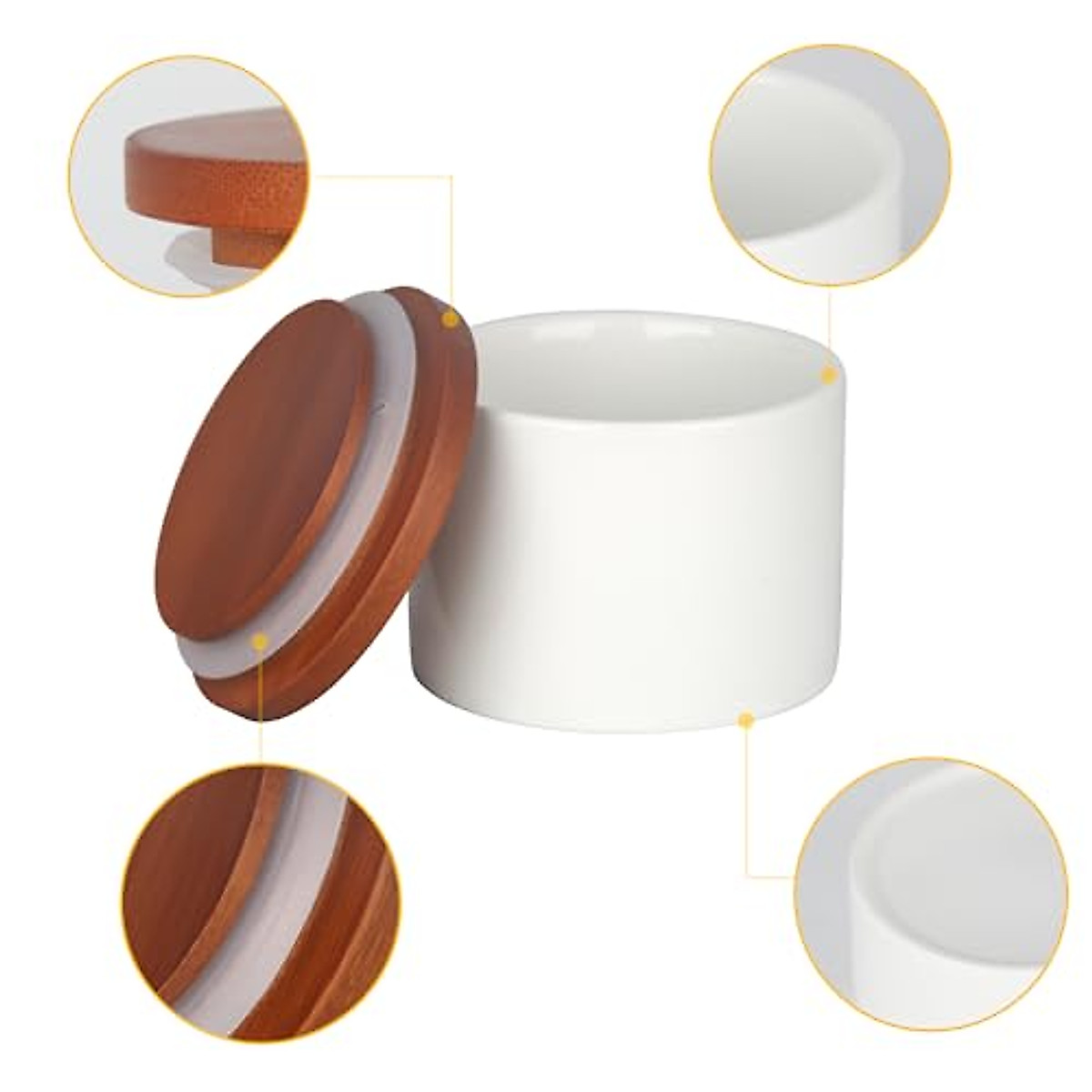 HASAYAKI Storage Jars, Set of 4 Ceramic Canisters 7 oz (220 ml) x4 for Coffee Tea Sugar Cereal Flour and Spice with Airtight Bamboo Lids, 9C50CWx4_white