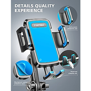 TOPGO Cup Holder Phone Holder, [No Shaking & Height-Adjustable Pole] Car Cup Holder Phone Mount, Cell Phone Cradle for iPhone iPhone 14 and More Smart Phone(Blue)