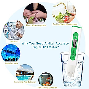 TDS Meter Tester, TDS Water Tester LCD Pen Quality with 0-9990 PPM Measurement Range Portable for The aquaculture Industry Hospitals Swimming Pools Household tap Water Quality Testing
