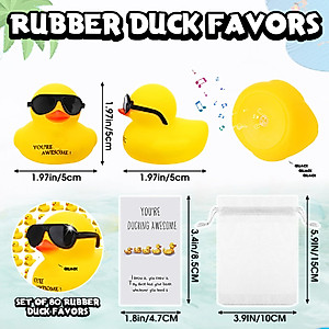 Jenaai 40 Sets Inspirational Mini Rubber Ducks Bulk Thank You Gifts You're Ducking Awesome Rubber Ducks with glasses Employee Appreciation Gift with Card and Bag for Christmas Thanksgiving(Cute Duck)