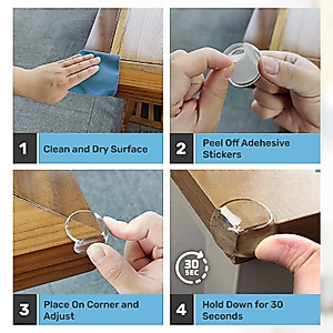 BABY PROOF ME Table Corner Protectors for Baby, Improved Self Adhesive Clear Furniture Corner Guards & Edge Safety Bumpers, Round Baby Proof Bumper, Table Edges & Sharp Corners Baby Proofing (12 Pack)