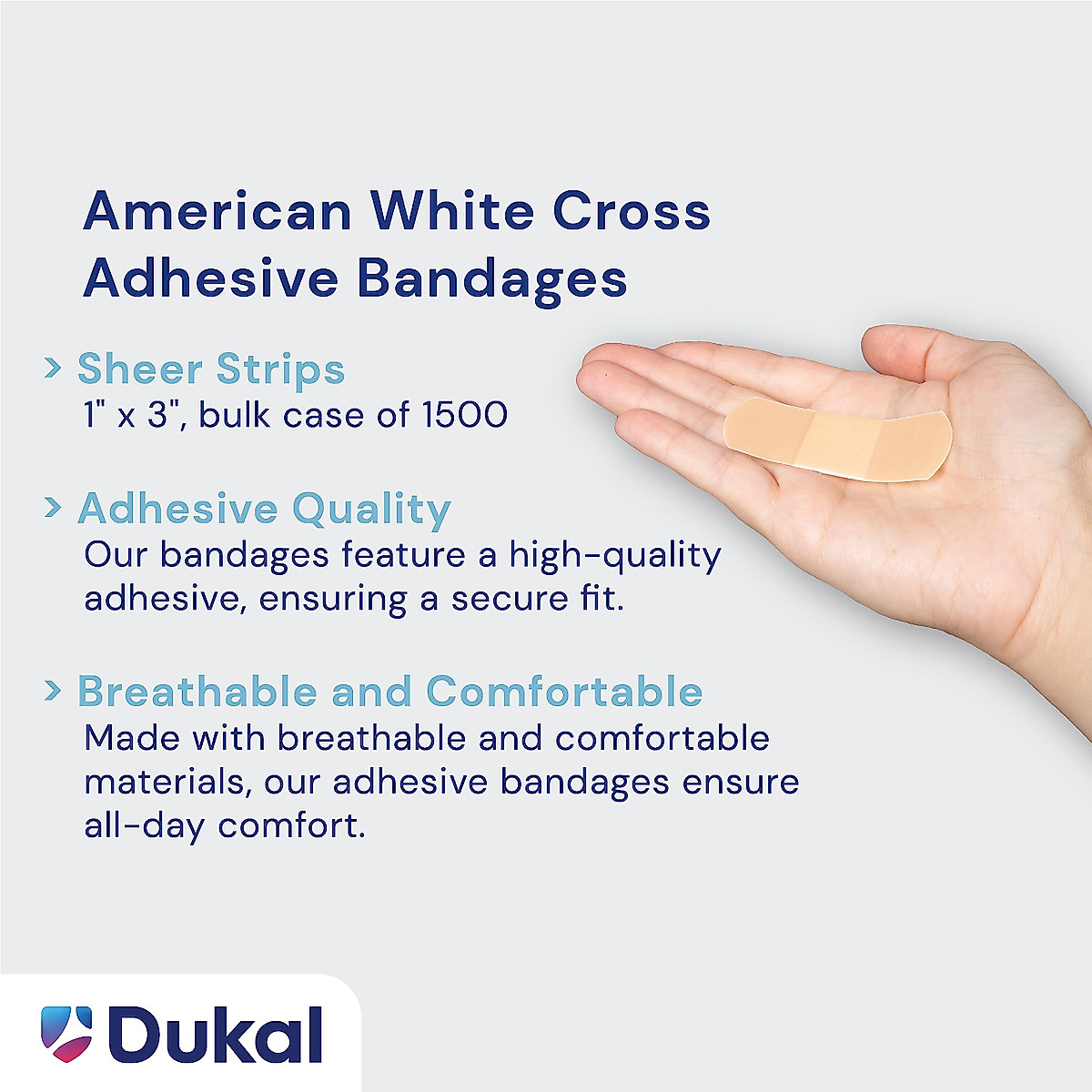 American White Cross Adhesive Bandages, Sheer Strips, 1" x 3" | Bulk Case of 1500 | Sterile, Breathable and Multi-Purpose for School Nurses, Businesses, and First Aid Kits