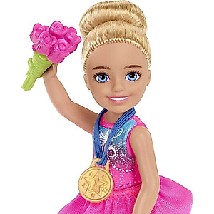 Barbie Chelsea Can Be Doll & Playset, Blonde Ice Skater Small Doll with Removable Outfit & 6 Career Accessories
