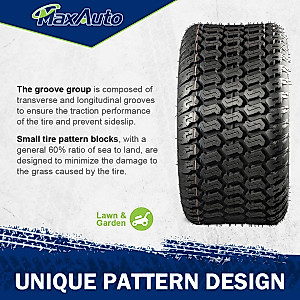 MaxAuto 16x7.50-8 16x7.5x8 Turf Saver Lawn Mower Tire 4PLY, Set of 2