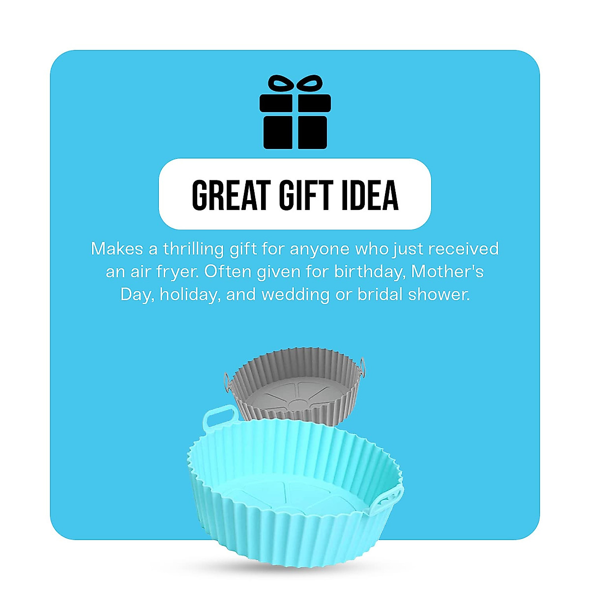 LOMBINS Pack of 2, 8 Inch Silicone Air Fryer Liners, Upto 450°F Heat Resistant with Handles for Easy Carry, Reusable Silicone Air Fryer Liners Non-Stick & Food Grade Material