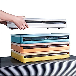 whale pocket Large Clear Plastic Storage Box with Lid Wheels Collapsible Storage Bins with Double Doors Stackable Folding Container Organizer Cube for Home Office Closet (White)