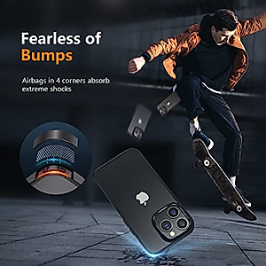 LK [5-in-1 for iPhone 13 Pro Max Case, 2 Pack Tempered Glass Screen Protector + 2 Pack Camera Lens Protector, Matte-Finish, All-Round Protection, Shockproof, Anti-Scratches Kit, Matte Black