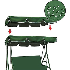 BTURYT Swing Canopy Replacement Cover,Swing Seat Cover,2/3 Seater Outdoor Swing Seat Cover Replacement Top Cover,(top Cover + Chair Cover)