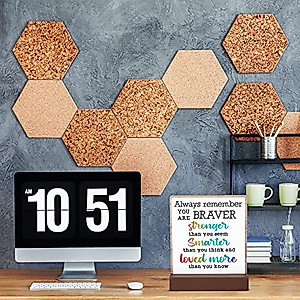 4 Pieces Inspirational Quotes Bible Desk Decor Wood Block Plaque Rustic Encouragement Gifts for Women Motivational Desk Decor Positive Wooden Table Signs with Wooden Stand (Inspirational Style)