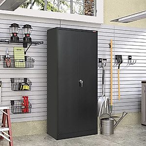 BESFUR Metal Storage Cabinet, 72" H Large Metal Cabinets with 4 Adjustable Shelves and Locking Doors, Classic Steel Storage Cabinet for Home, School, Office, Garage (Black)…