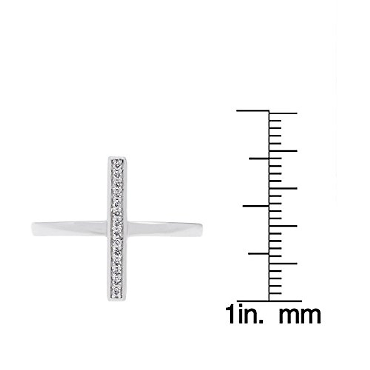 Sterling Silver CZ Vertical Bar Ring (Size 6)