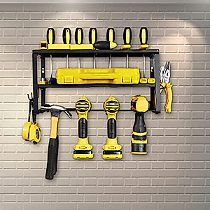 irongod Power Tool Organizer,Garage Organization and Storage,Drill Holder Wall Mount,Utility Rack for Cordless Drill, 3 Layers Heavy Duty Metal Tool Shelf