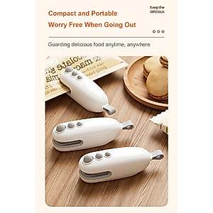 Mixblu Rechargeable Mini Bag Sealer, 2 in 1 Portable Snacks Heat Seal Machine with Cutter and Magnet for Plastic Mylar Bag