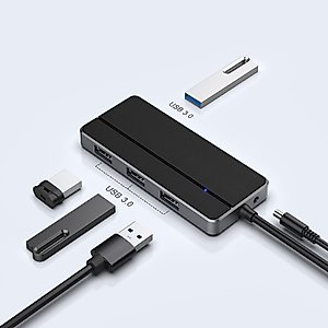 GARMESE USB Hub,4-Port USB 3.0 Hub High Speed Ultra-Slim Data USB Hub Multiport Expander with Charging Port for Chromebook, PC, USB Flash Drive, Mouse, Keyboard