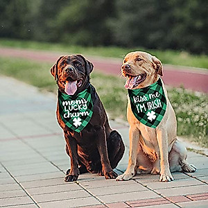 JOTFA St. Patrick’s Day Dog Bandanas, Plaid Dog Puppy St. Patrick’s Day Bandana Scarf for Small Medium Large Dogs Pets (Mom’s Lucky Charm & Kiss Me I’m Irish)