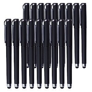 Black Gel Ink Rollerball Pens 1.0mm Gel Pens 2-in-1 stylus Pens 1.0mm Medium Point Pen for Office, Black gel ink(18 Pack-Black)