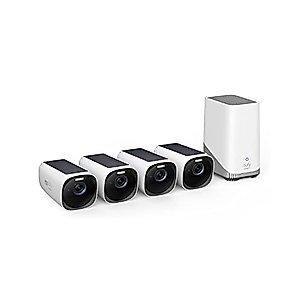 eufy Security eufyCam 3 4-Cam Kit, Security Camera Outdoor Wireless, 4K Camera with Integrated Solar Panel, Forever Power, Face Recognition AI, Expandable local storage up to 16TB, Spotlight, No Month