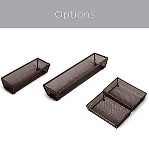Smart Design Drawer Organizer - 12 x 3 Inch - Steel Metal Mesh Tray - with Interlocking Arm Connection - Utensils, Silverware, Organization - Kitchen - Bronze