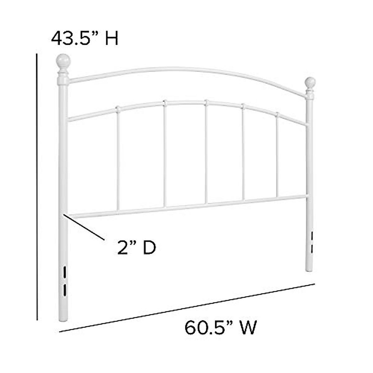 BizChair Decorative White Metal Queen Size Headboard