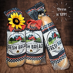 WiseOwell Bread Bags for Homemade Bread with Ties (Farmhouse Large)