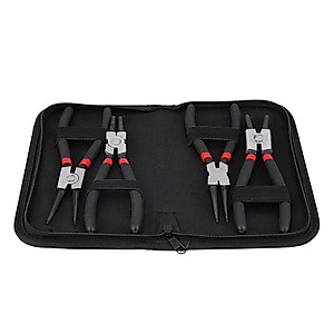 Snap Ring Pliers Set, 4-Piece Heavy Duty Circlip Pliers Set 7-inch Internal/External Circlip Pliers Kit with Straight/Bent Jaw for Ring Remover Retaining and Remove Hoses