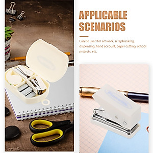 Staplers for Desk Mini Stapler 1 Set Desk Accessory Kits 3 in 1 Desktop Stapler Hole Punch Tape Dispenser Office Supplies Set for Office Home Stationery Gift White Mini Binder