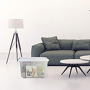 Leendines 30 Liter Clear Storage Box with Wheels, 4 Packs Large Plastic Bins