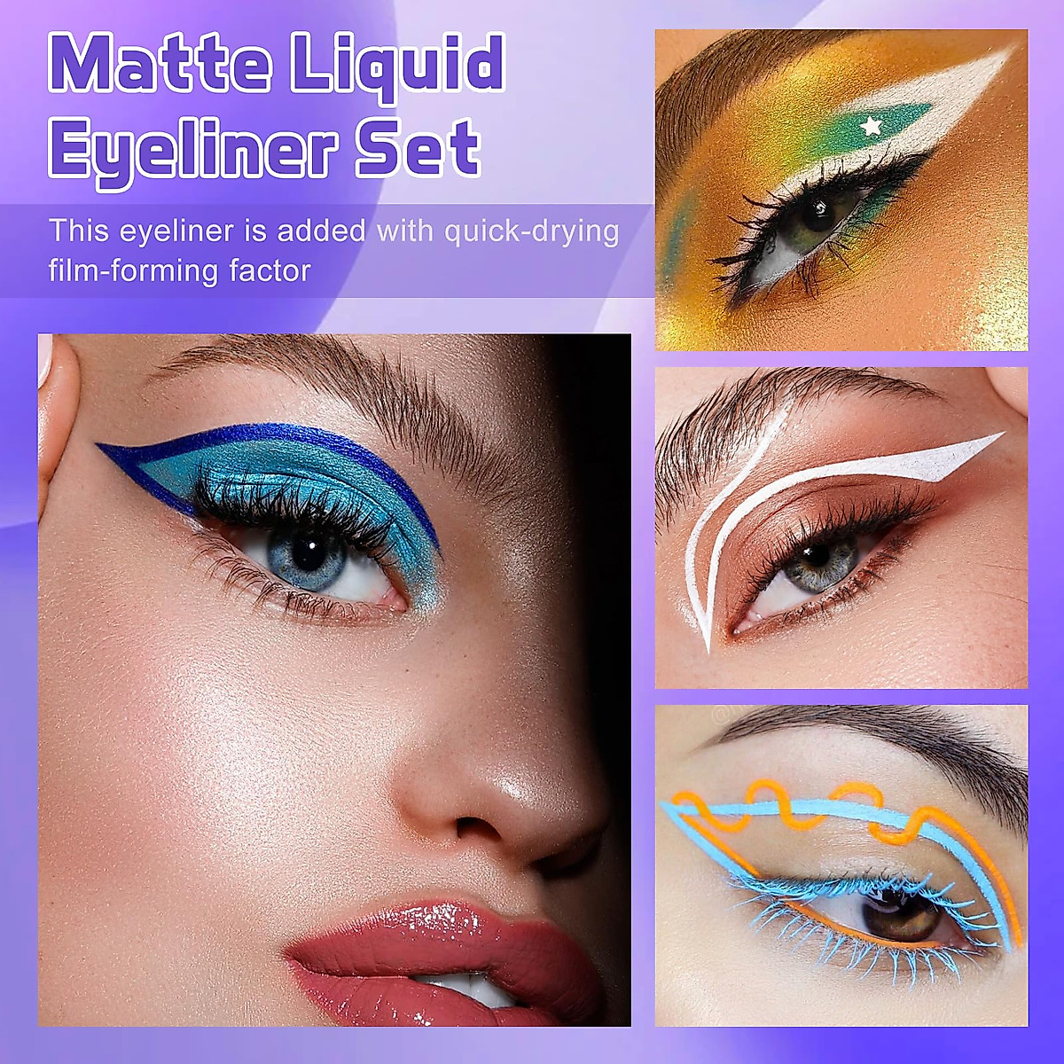 Spdoo Colored Liquid Eyeliners 12 Colors Colorful Liquid Eyeliner Set, Matte Colorful Eye Liner Liquid Color Eyeliner Eye Makeup Smudgeproof Long Lasting Gel Eye Liner Gift Kit for Women