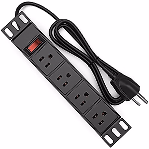 10" Rack PDU - 1U (4 Outlet) Power Distribution Unit 10 inch for Mini Racks w/Protection (110V/15A 6ft Cable) Network Cabinet Rackmount Power Strip (in Wall, Desk or Server Rack Mount) Tupavco TP1713