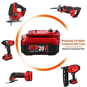 PDstation 【Upgraded to 6000mAh】 2PACK CMCB204 20V Lithium Battery for V20 Craftsman 20v Battery MAX CMCB202 CMCB201 CMCD700C1 CMCS500B All of V20 Cordless Power Tools