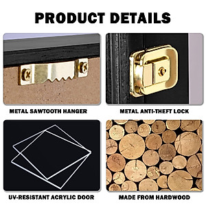 64 Shot Glass Display Case Holder Shot Glass Cabinet, Small Curio Display, Hinged Acrylic Door, Black