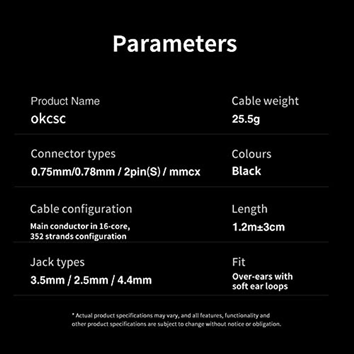 okcsc 16 Core IEM Cable MMCX Upgraded Cable with Detachable 2.5/3.5/4.4mm Adapter Silver Plated Replacement Cable Earphone Cord for Shure SE215,SE315,AONIC3,AONIC4,for DITA Project 71 MMCX Cable