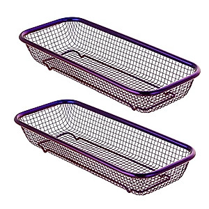 Kitchen Drawer Organizer,TUPMFG Stainless Steel Storage Basket for Silverware,Kitchen Utensil,Cutlery Tray Set Of 2, Purple