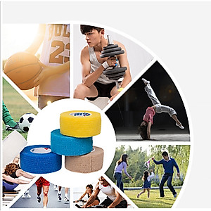 Self Adherent Wrap Tape Medical Cohesive Bandages Flexible Stretch Athletic Strong Elastic First Aid Tape for Sports Sprain Swelling and Soreness on Wrist and Ankle 6 Pack 1Inch X 5Yards(beige)