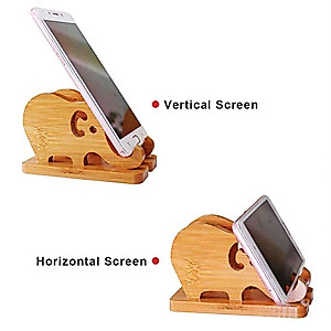 Cell Phone Stand, Phone Dock : Cradle, Holder, Compatible with Switch, All Android Smartphone, Phone 11 Pro Xs Max Xr X 8 7 6 6s Plus 5 5s 5c, Bamboo Desk Organizer Accessories (Elephant Phone Stand)