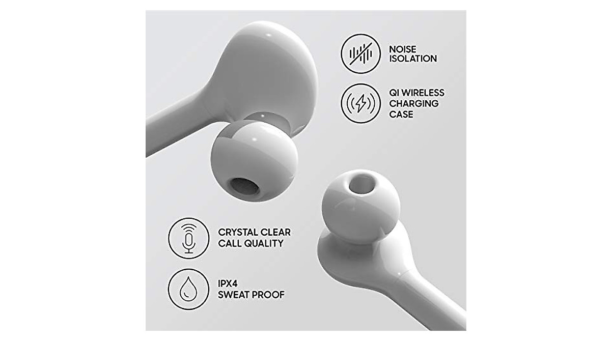 Sharper Image Soundhaven Wireless Earbuds with Qi Charging & 16H Playtime