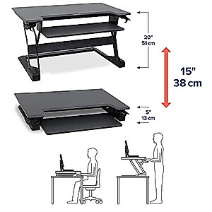 Ergotron – WorkFit-TL Standing Desk Converter, Dual Monitor Sit Stand Desk Riser for Tabletops – 37.5 Inch Width, Black