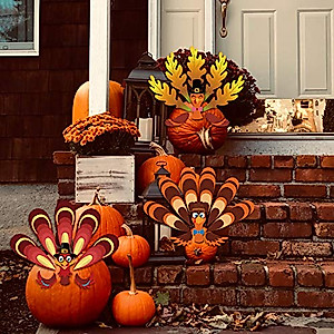 Konsait Thanksgiving Pumpkin Turkey Making Kit, Thanksgiving Turkey Craft for Kids, 6 Turkeys Fall Decor, for Give Thanks Thanksgiving Party Fall Turkey Craft Thanksgiving Party Games Accessories