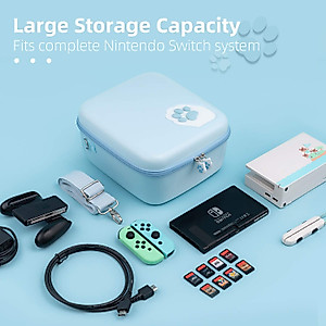 GeekShare Blue Cat Paw Case Compatible with Nintendo Switch/OLED, Travel System Case with 18 Game-Card Slots for Switch Console, Pro Controller, Dock and Accessories