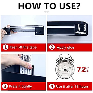 G.D.Metal Adhesive Bathroom Shelf Wall Mounted (Black, Square)