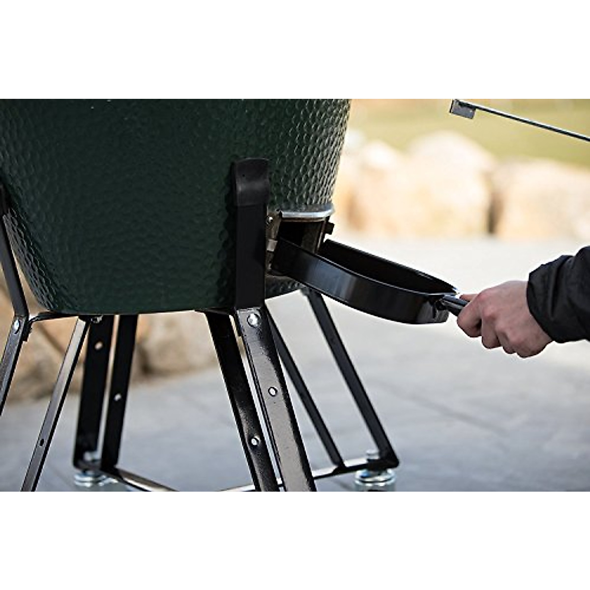 BBQ Grill Ash Pan Green Egg Accessories, Removal Metal Pan Big Green Egg Ash Pan Charcoal Grill Accessories Charcoal Grill Tools Works for Large and Medium BGE and Kamado Joe (Upgrade Split Design)