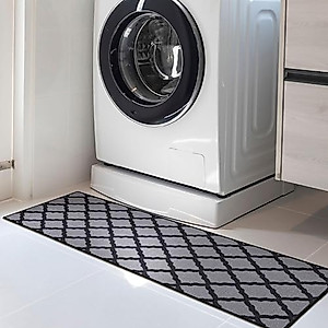 Machine Washable Moroccan Trellis Design Non-Slip Rubberback 2x5 Traditional Indoor Runner Rug for Hallway, Kitchen, Bedroom, Entryway, 20" x 59", Dark Gray