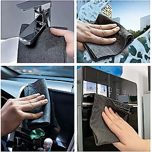 DASHENRAN Thickened Magic Cleaning Cloth, Microfiber Glass Cleaning Cloths, All-Purpose Microfiber Towels, Streak Free Reusable Microfiber Cleaning Rag for Windows,Glass,Car（Black 5Pcs）