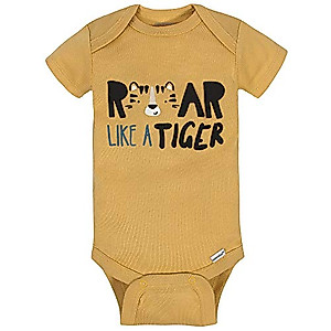 Onesies Brand Baby Boy's 8-Pack Short Sleeve Mix & Match Bodysuits, Dangerously Cute Tiger, 12 Months
