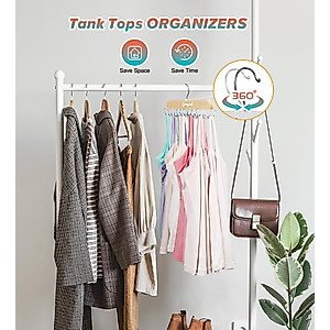 Gomyrod Bra Hanger for Closet, Tank Top Hanger 2 Pack w/20 Hooks Holds 40 Bras, Capacity Foldable Wood Space Saving Hanger, 360°Rotating Closet Organizers and Storage for Dorm & Apartment