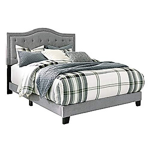 Signature Design by Ashley Jerary Queen Upholstered Tufted Bed Frame, Light Gray
