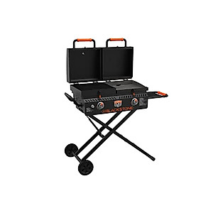Blackstone 1550 On The Go Combo with Wheels, Legs Hood & Side Shelf Heavy Duty Flat Top Portable BBQ Griddle Grill Station for Kitchen, Camping, Outdoor, Tailgating, Black